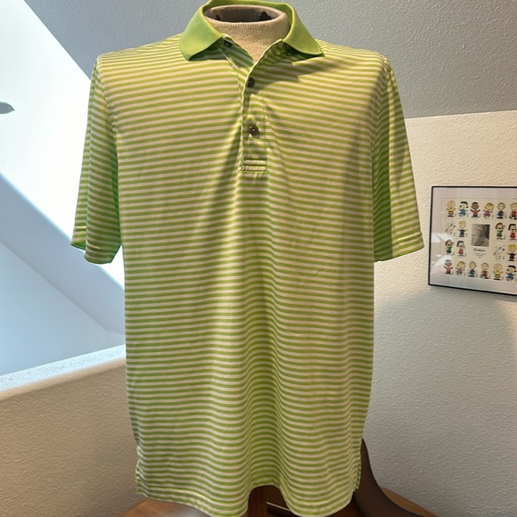 Izod | Shirts | Mens Izod Performance Golf Shirt Size Medium Lime Green And White | Poshmark